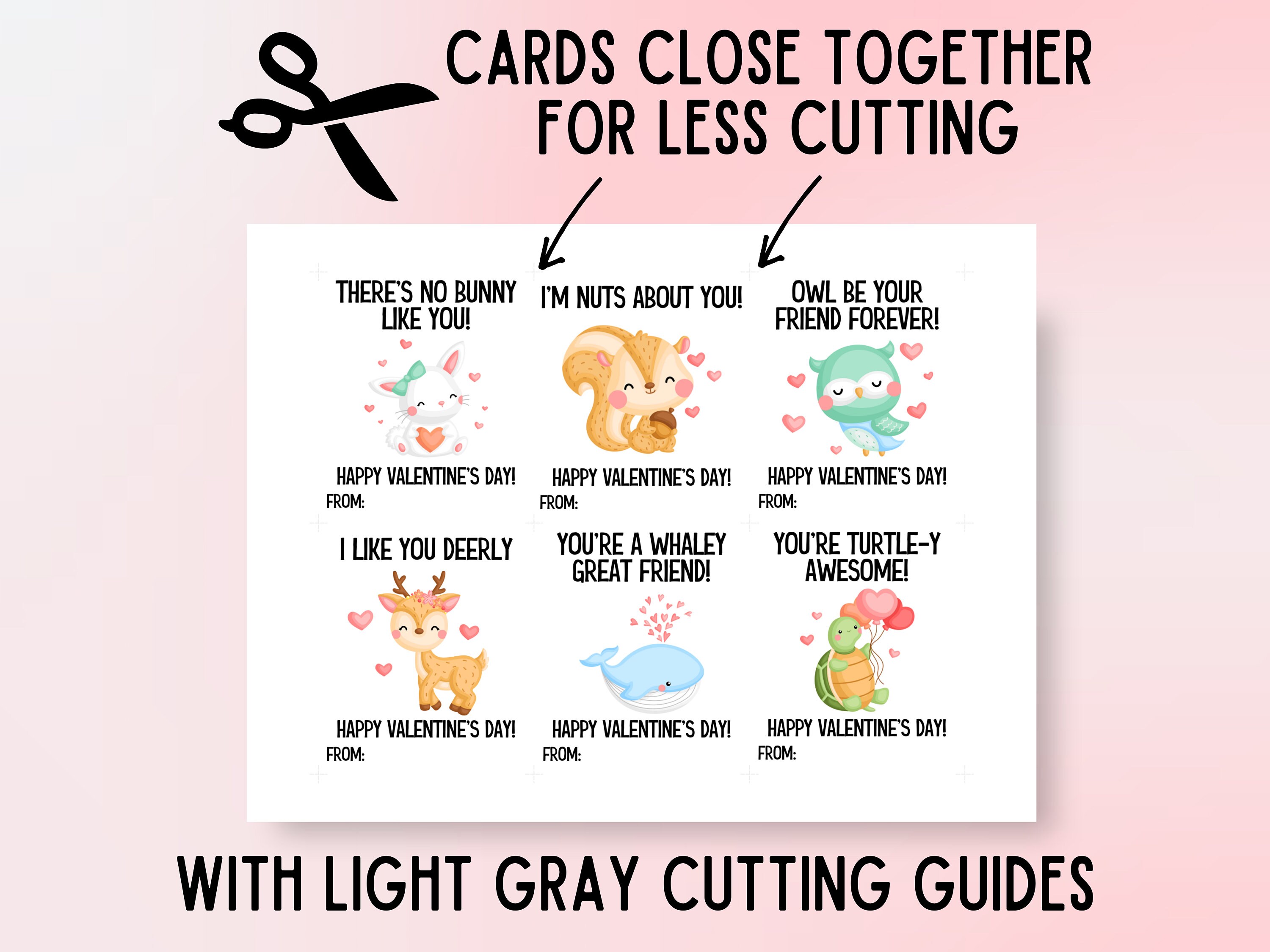 Printable Animal Valentine's Day Cards, Preschool Valentines Cards for ...