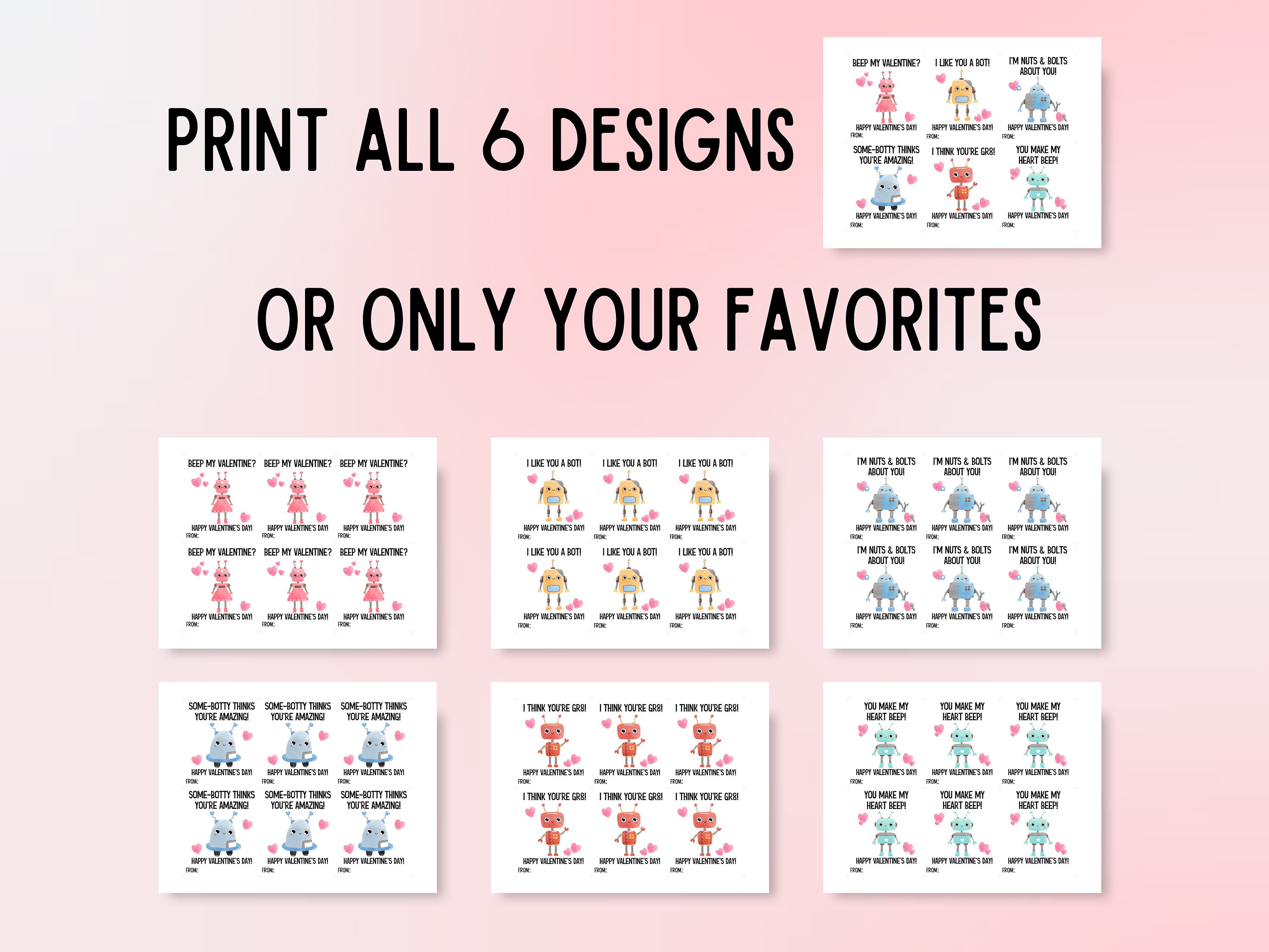 Robot Valentine Printable Labels
