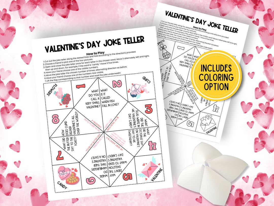 Valentine Cootie Catcher Printable, Valentines Joke Teller, Jokes for ...