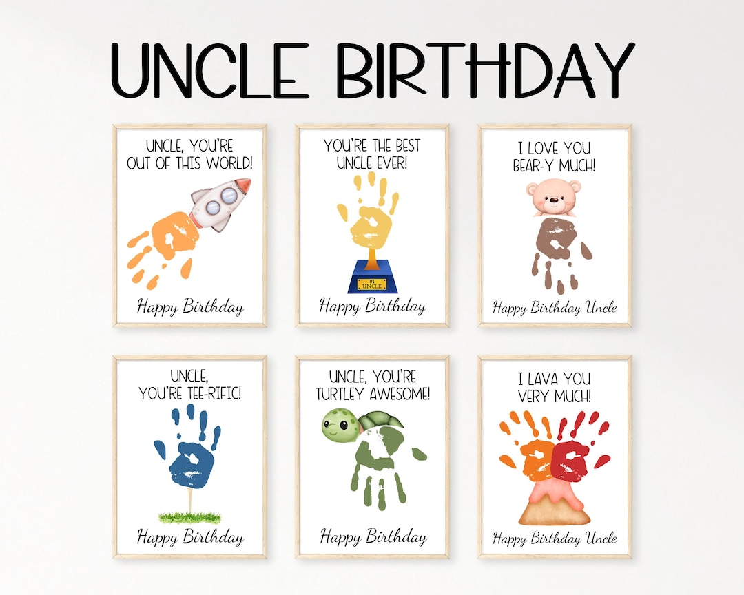 Uncle Handprint Birthday Card, Happy Birthday Uncle Card, Gift for ...
