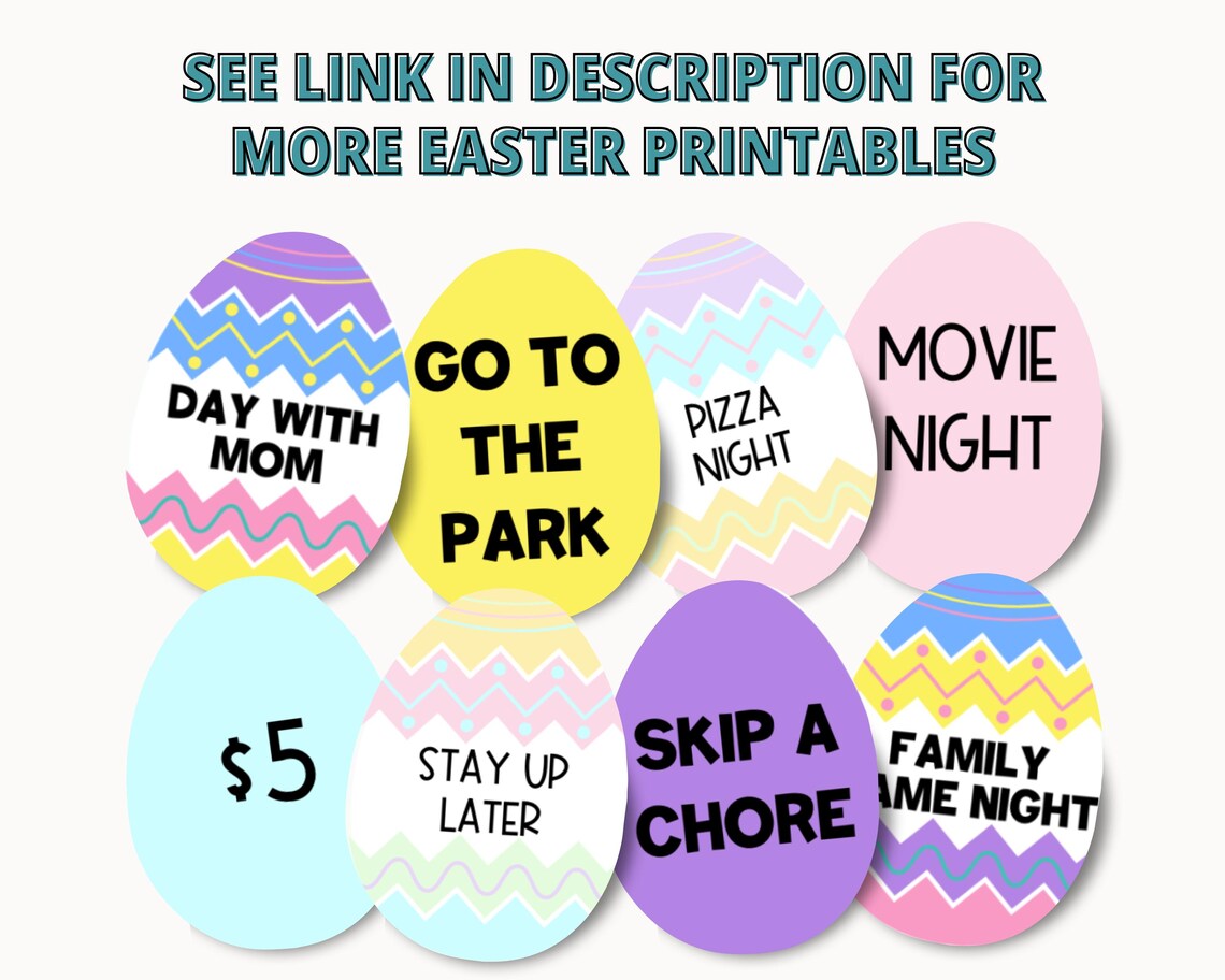 Printable Easter Egg Tokens, Editable Easter Egg Coupon, Easter Egg ...