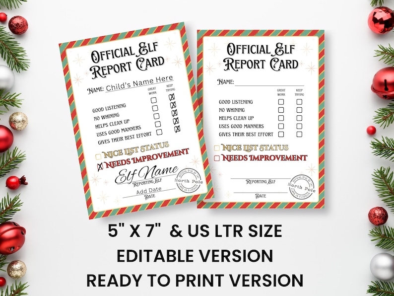 Editable Elf Report Card, Official Elf Report Card Printable, Elf ...