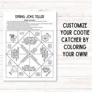 Spring Jokes for Kids, Cootie Catcher, Paper Fortune Teller, Printable ...