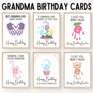 Grandma Handprint Birthday Card, Happy Birthday Grandma Card Toddler ...