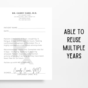 Elf Sick Note Editable, Elf Injury & Recovery Letter, Doctors Note for ...