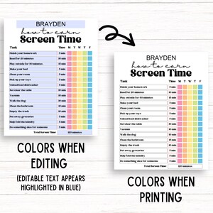 How to Earn Screen Time, Screen Time Bucks, Editable Screen Time ...