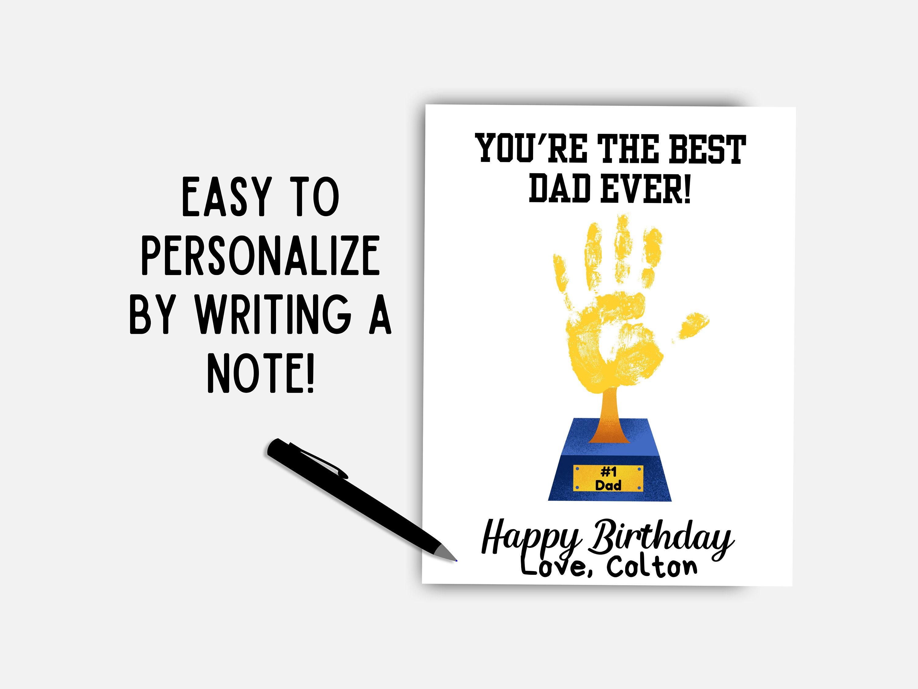 Handprint Birthday Card for Dad Printable, Best Dad Ever, Birthday Card ...