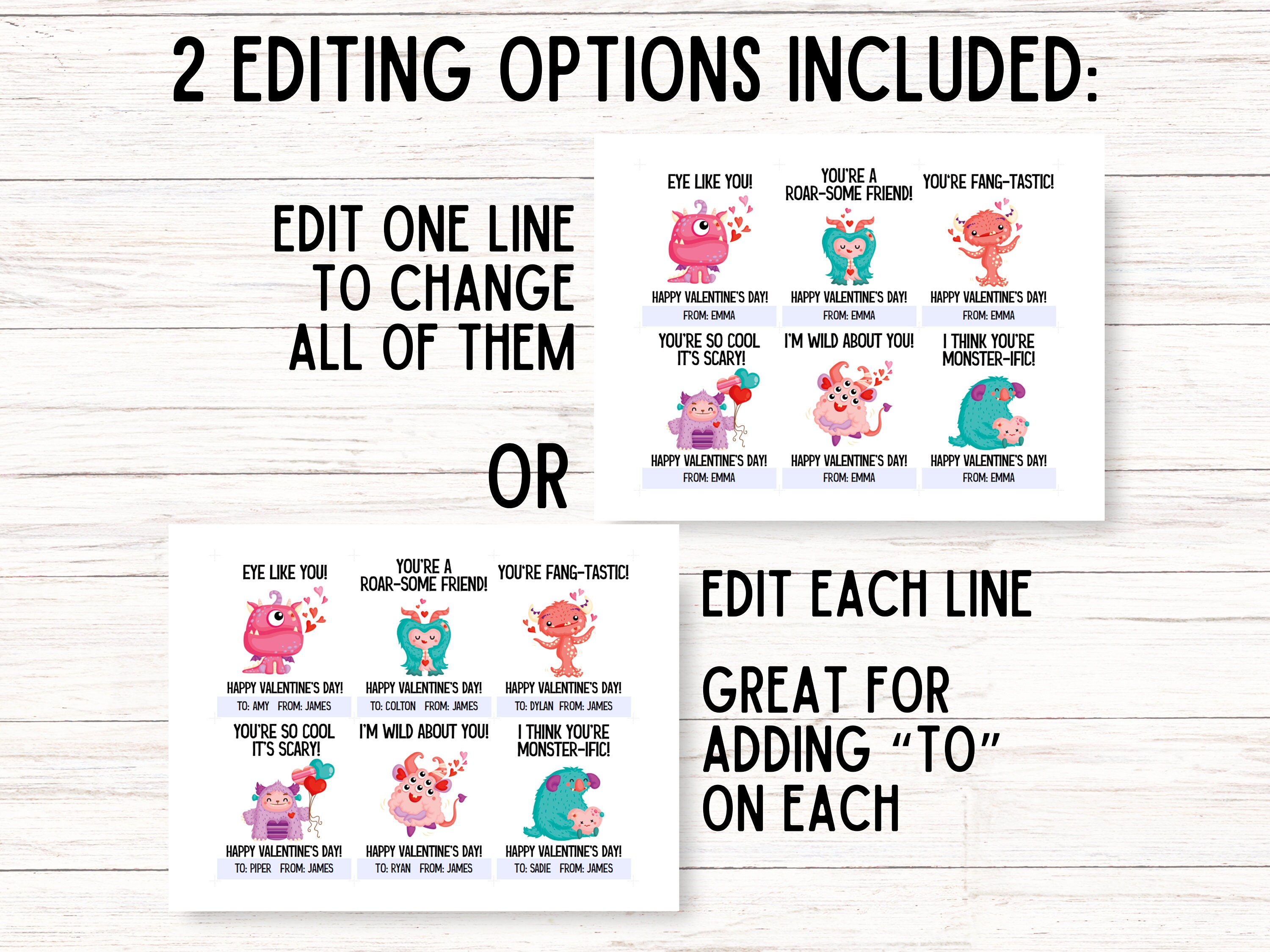 Editable Valentines Day Card for Kids, Monster Valentines Cards ...