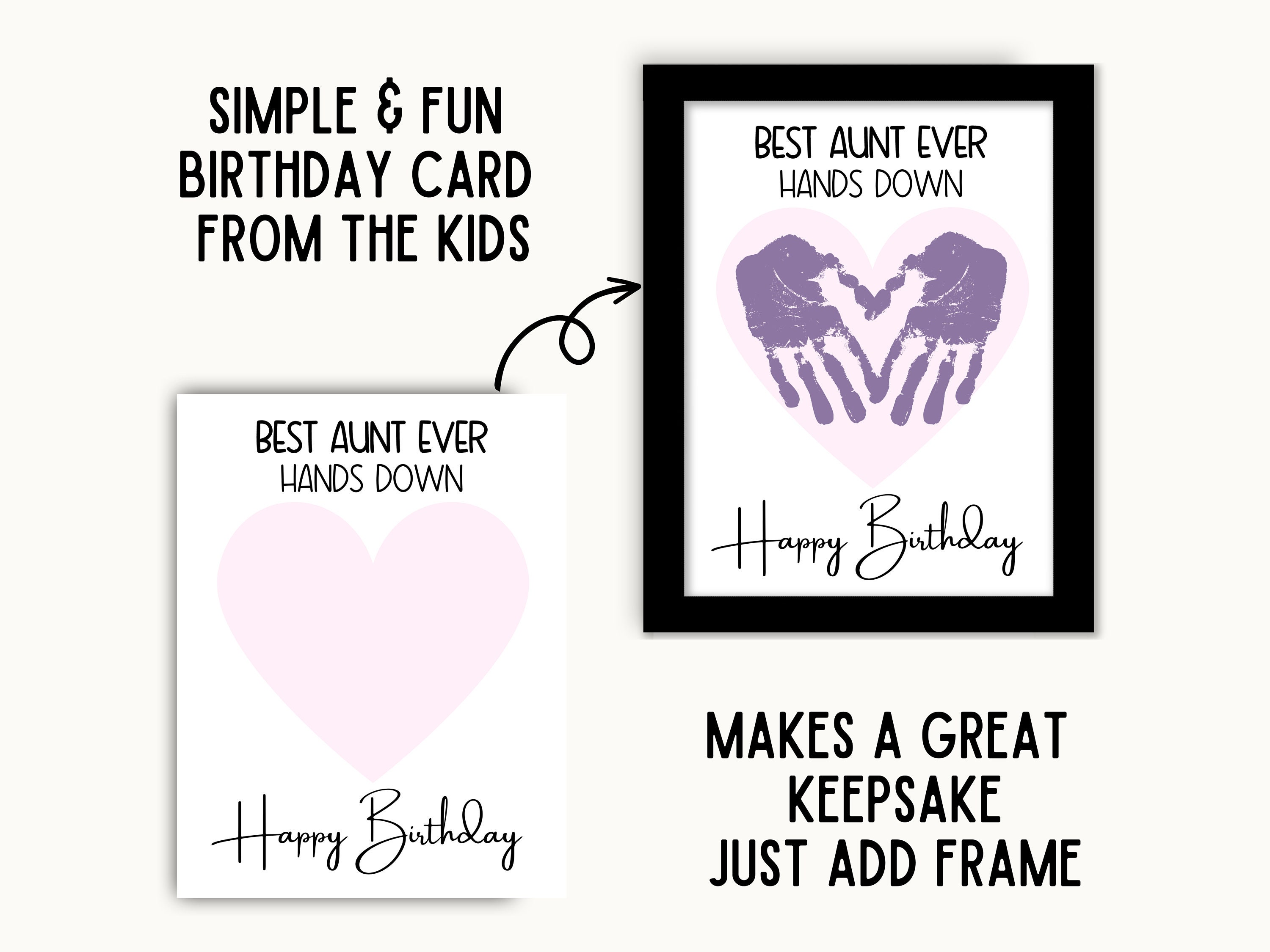 Aunt Handprint Birthday Card, Happy Birthday Aunt Card, Birthday Gift ...