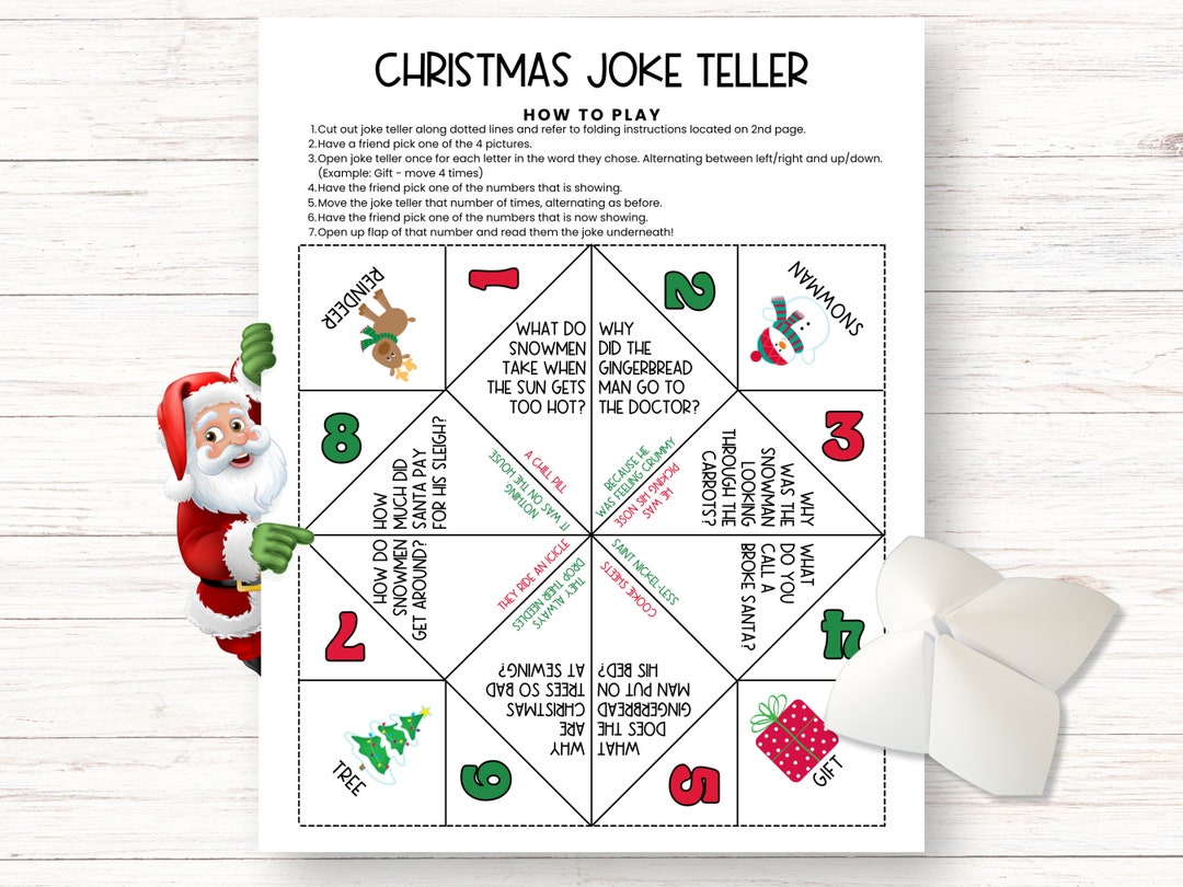 Christmas Jokes for Kids Cootie Catcher, Paper Fortune Teller Printable ...