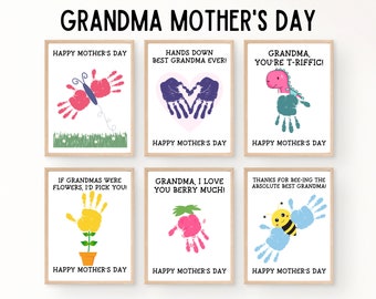 Mother's Day Handprint Art for Grandma Printable Gift From Grandkids ...