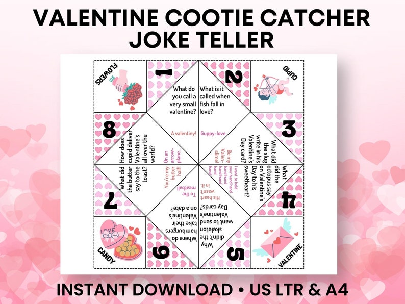 Valentine Cootie Catcher Printable Valentines Joke Teller - Etsy