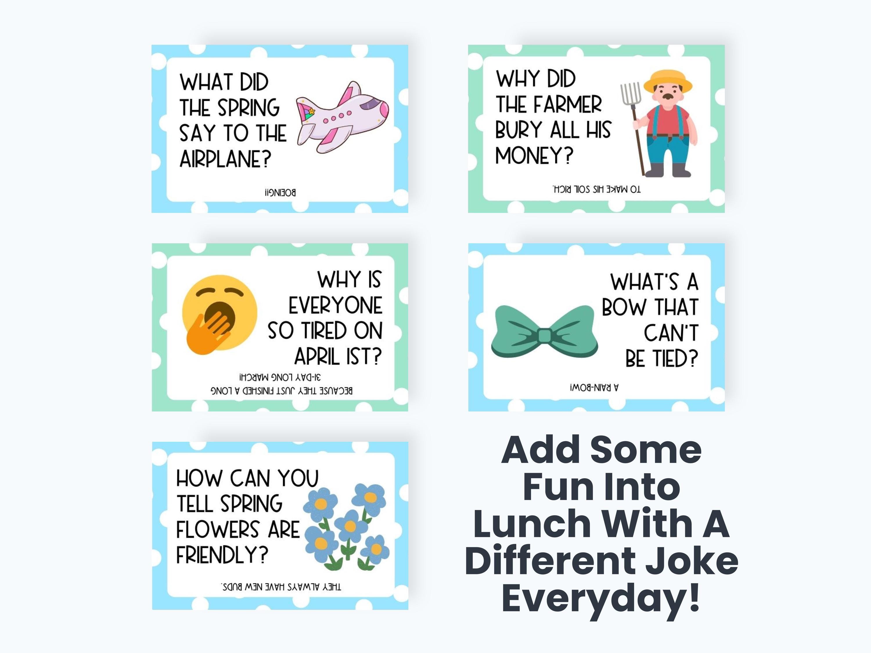 Spring Lunchbox Jokes for Kids, 32 Printable Lunchbox Notes, Kids Joke ...