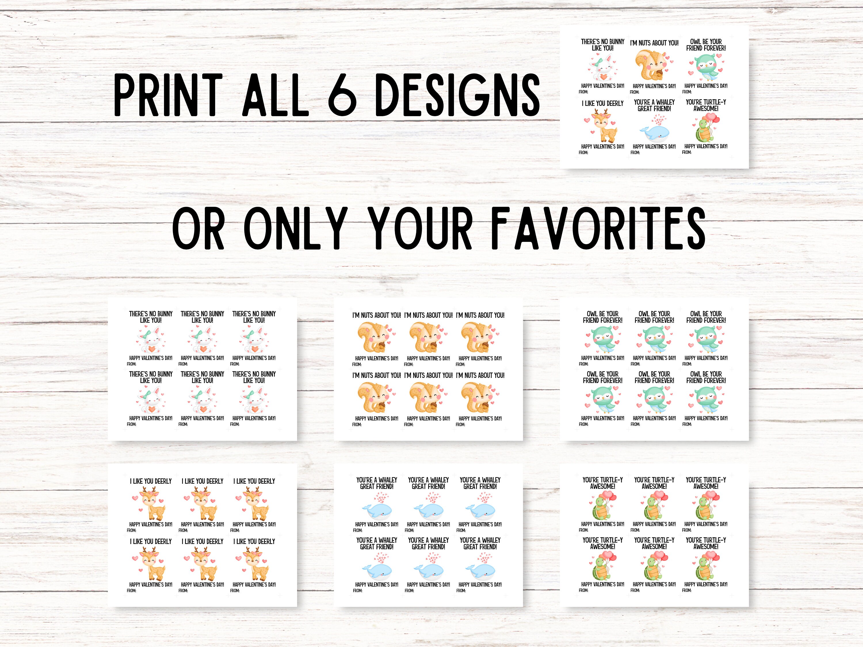 Editable Valentines Day Cards Animals, Cute Animal Valentine Cards ...