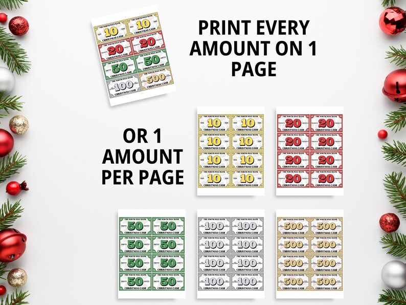 Printable Christmas Play Money, Christmas Cash, Santa Bucks, Christmas ...