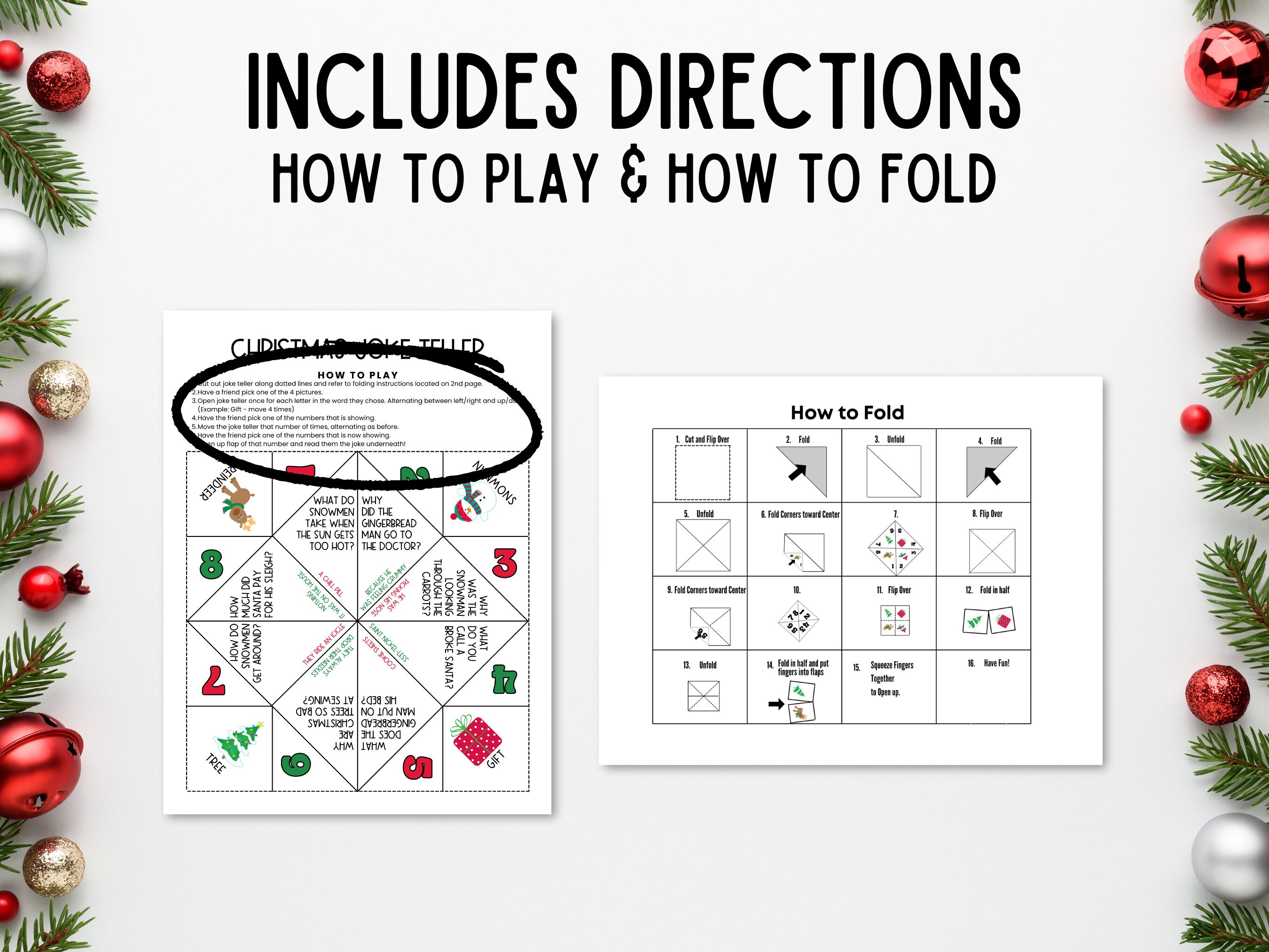 Christmas Cootie Catcher, Christmas Jokes for Kids, Printable Christmas ...