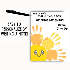 Teacher Appreciation Sunshine Handprint Art, Thank You for Helping Me ...