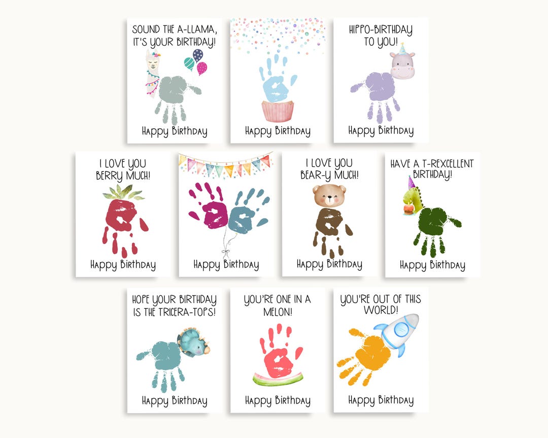 Birthday Handprint Card Printable, Handprint Birthday Card From Kids ...