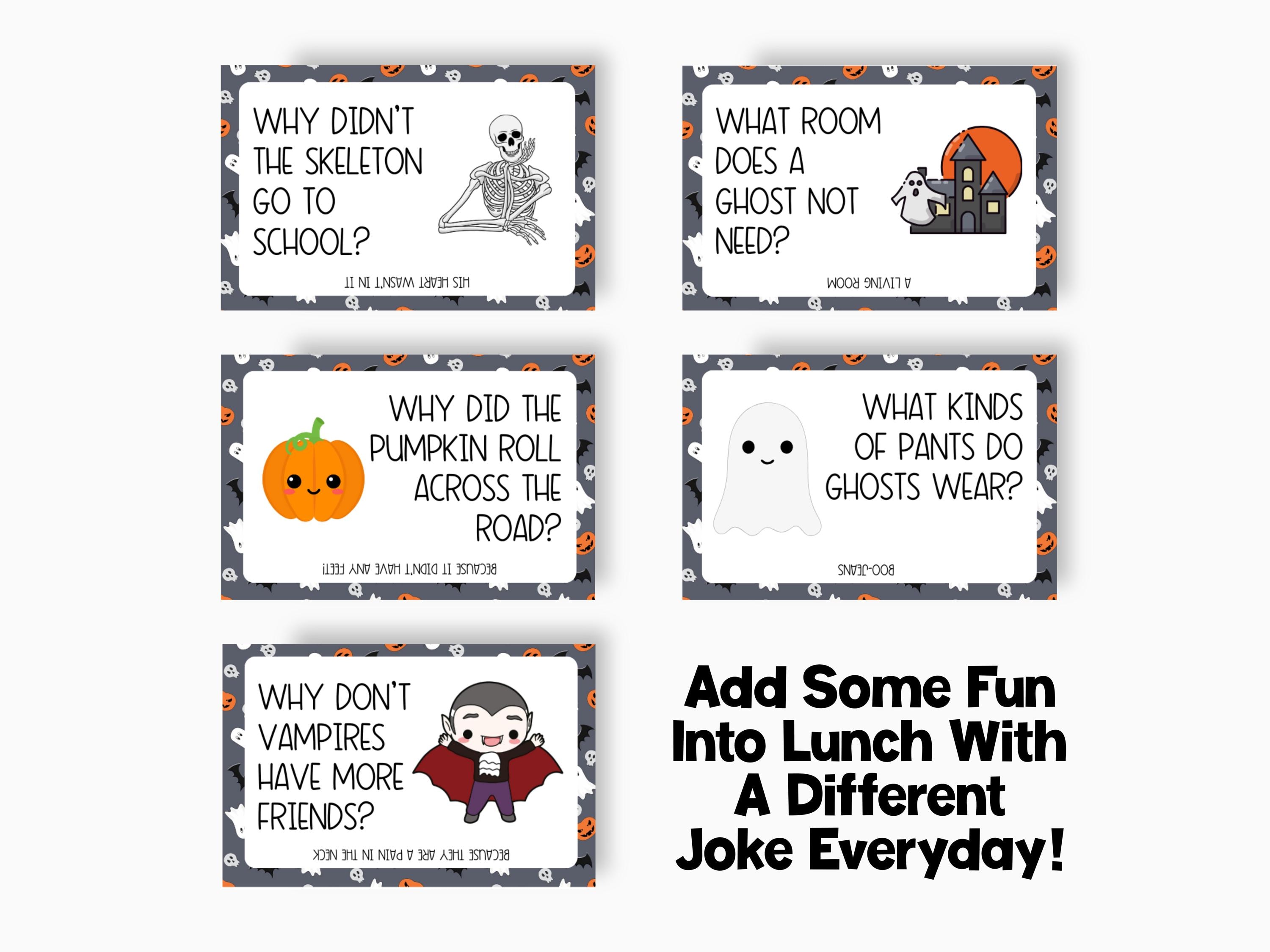 Halloween Joke Cards: Kids Lunchbox Notes (printable PDF) - Etsy