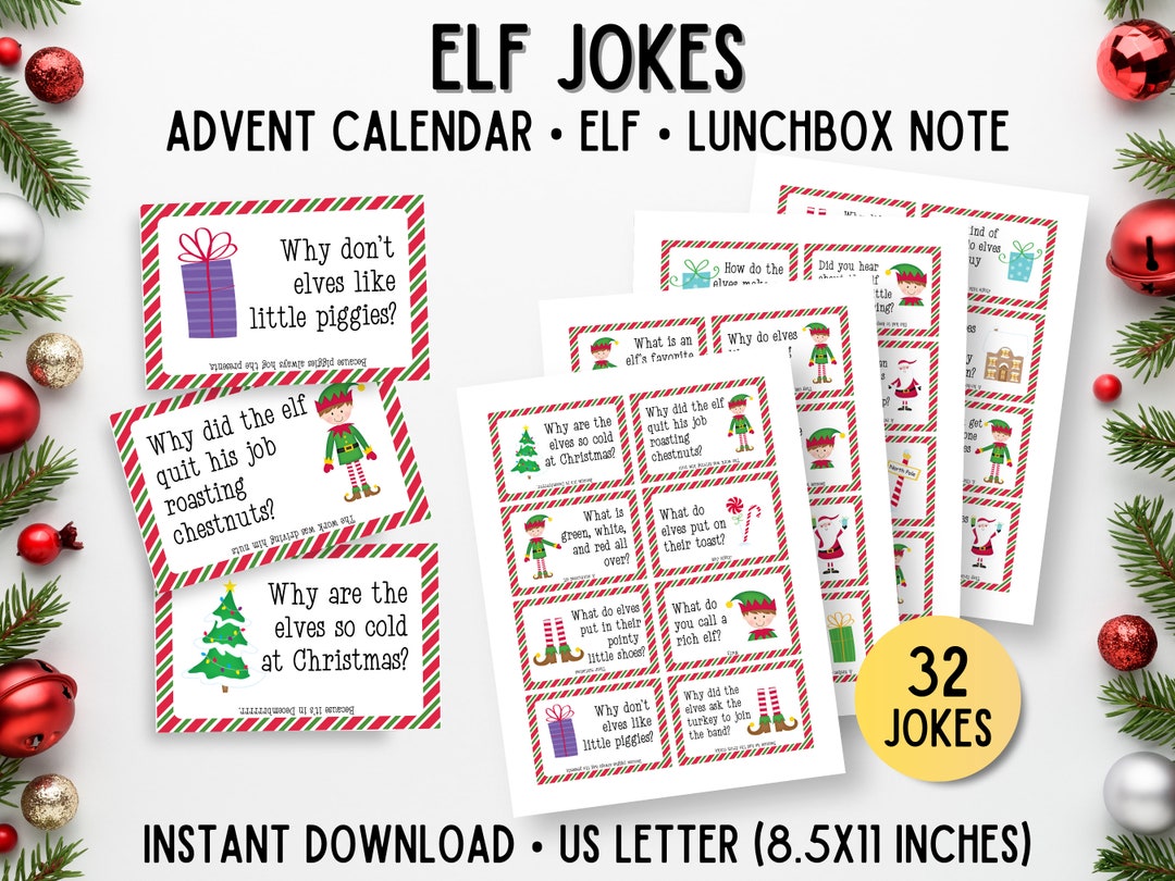 Printable Elf Jokes, Elf Activity, Advent Christmas Jokes, Kids Advent ...