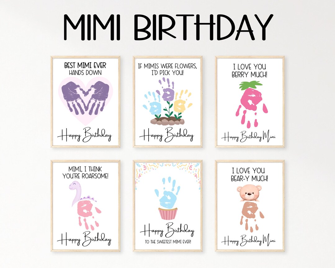 Mimi Handprint Birthday Card, Happy Birthday Mimi Card Toddler, Gift ...