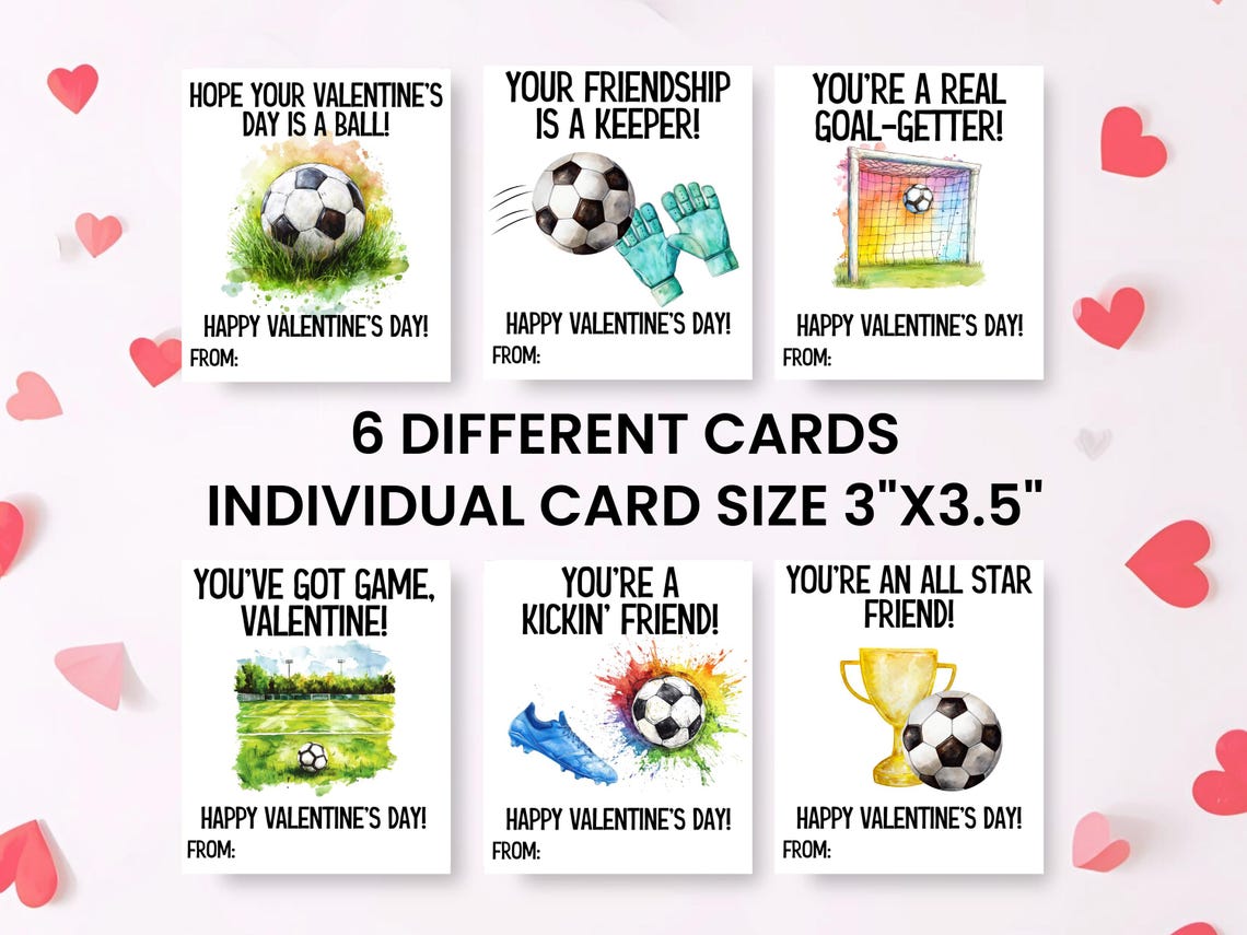 Editable Soccer Valentines Day Cards, Kids Soccer Valentine's Day Cards ...