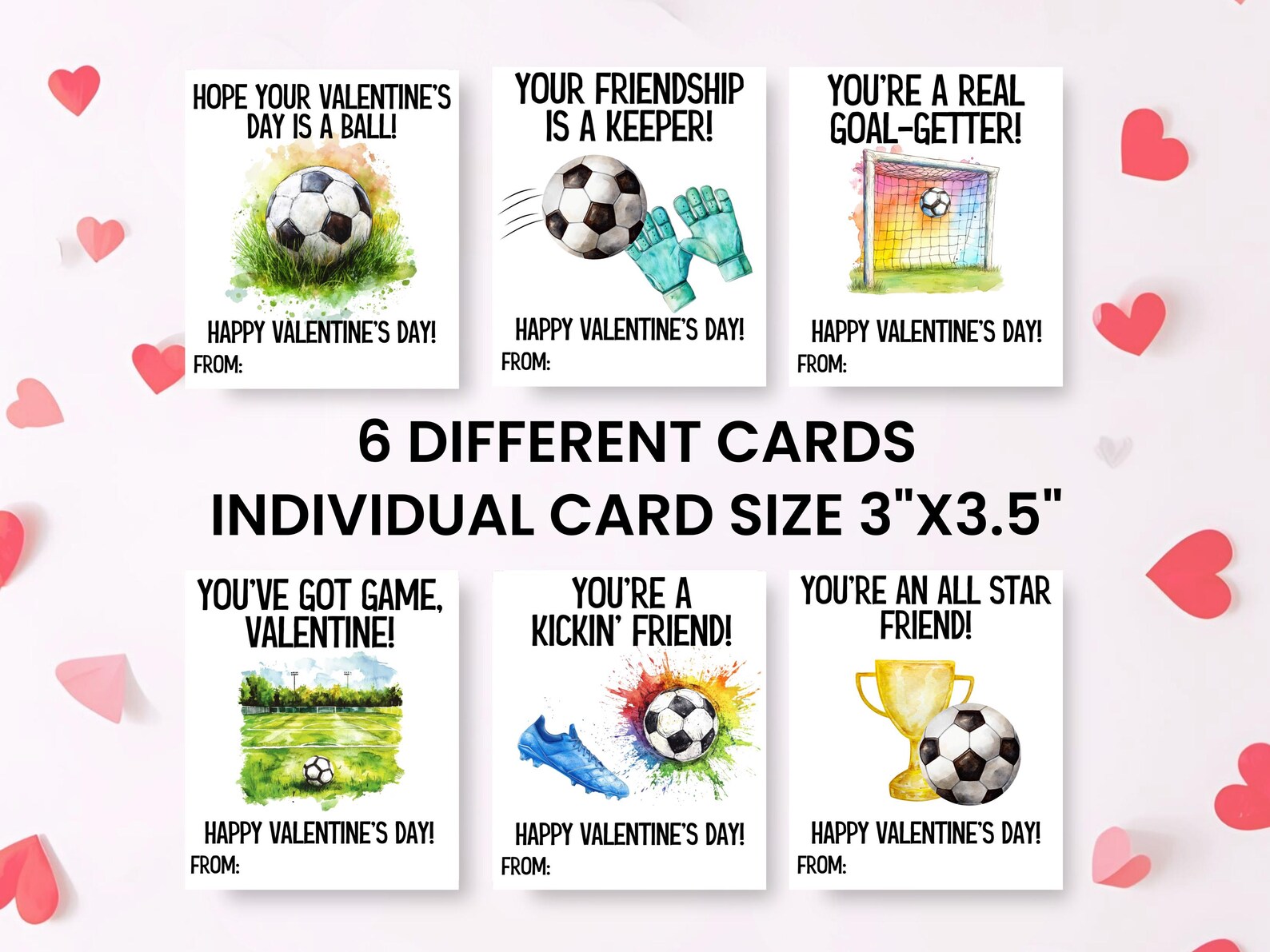 Editable Soccer Valentines Day Cards, Kids Soccer Valentine's Day Cards ...