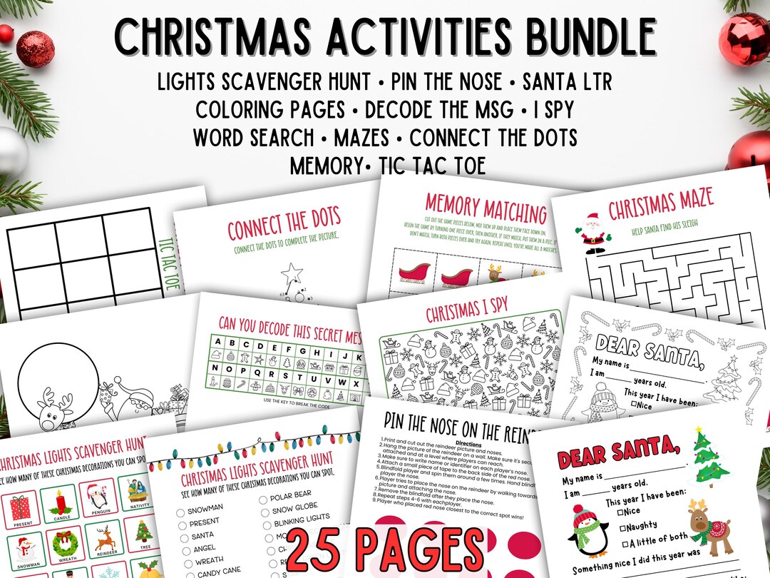 Printable Christmas Activities for Kids, Christmas Activity Sheets ...