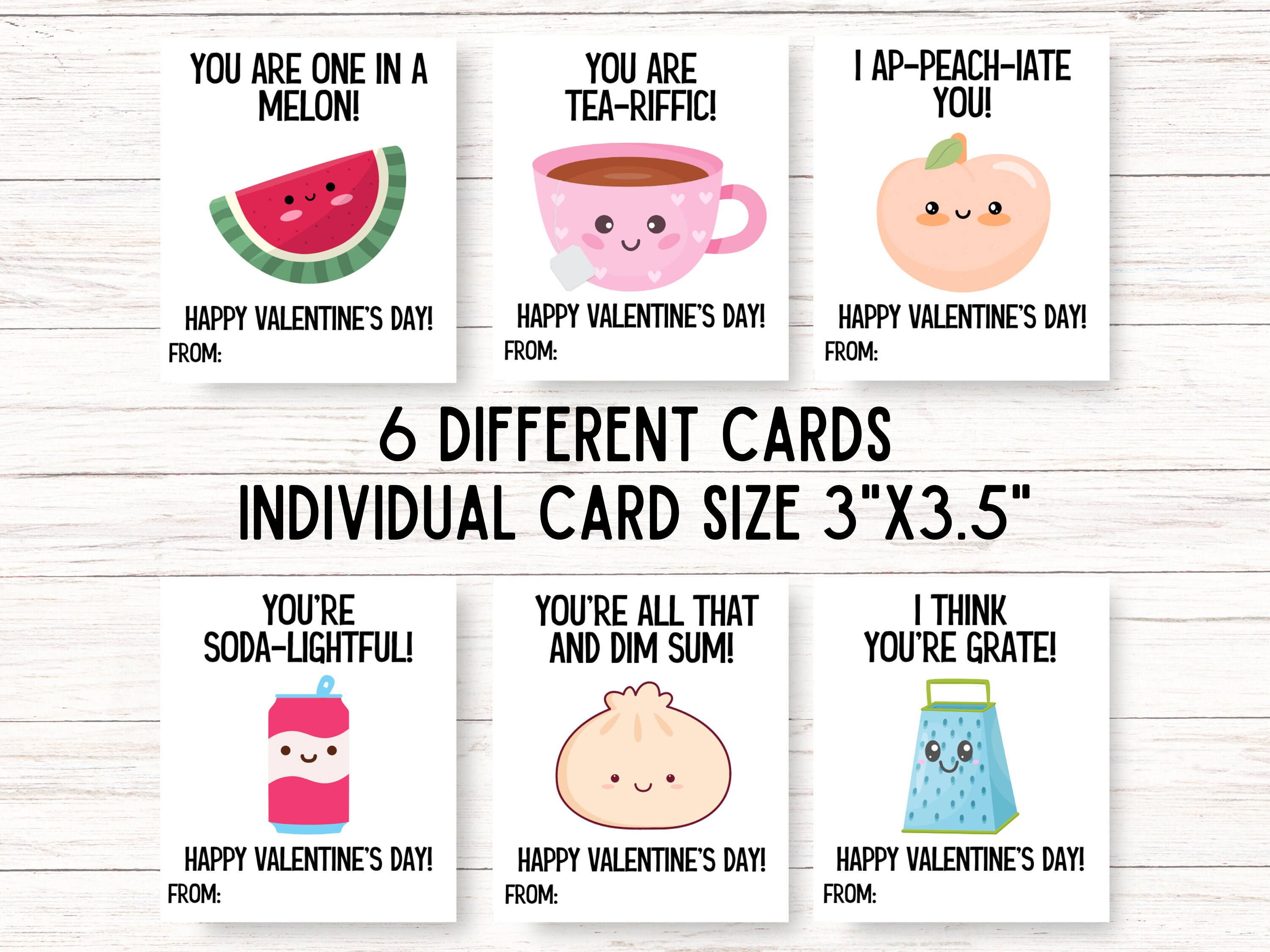 Food Valentine's Day Card Editable, Food Pun Valentine Cards for Kids ...