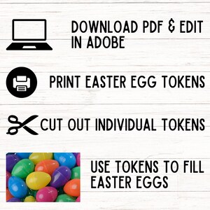 Printable Easter Egg Tokens, Editable Easter Egg Coupon, Easter Egg ...