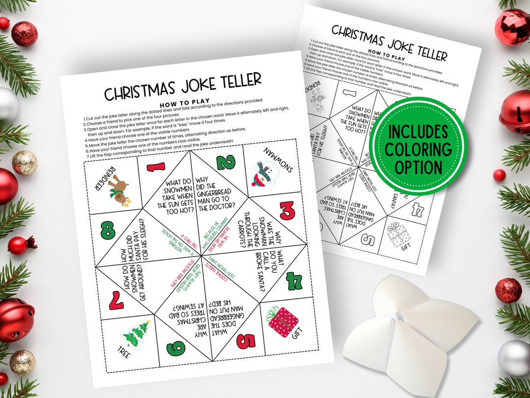 Christmas Cootie Catcher, Christmas Jokes for Kids, Printable Christmas ...