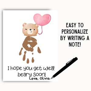 Get Well Bear Handprint Card: Kids Sympathy Gift (PDF) - Etsy