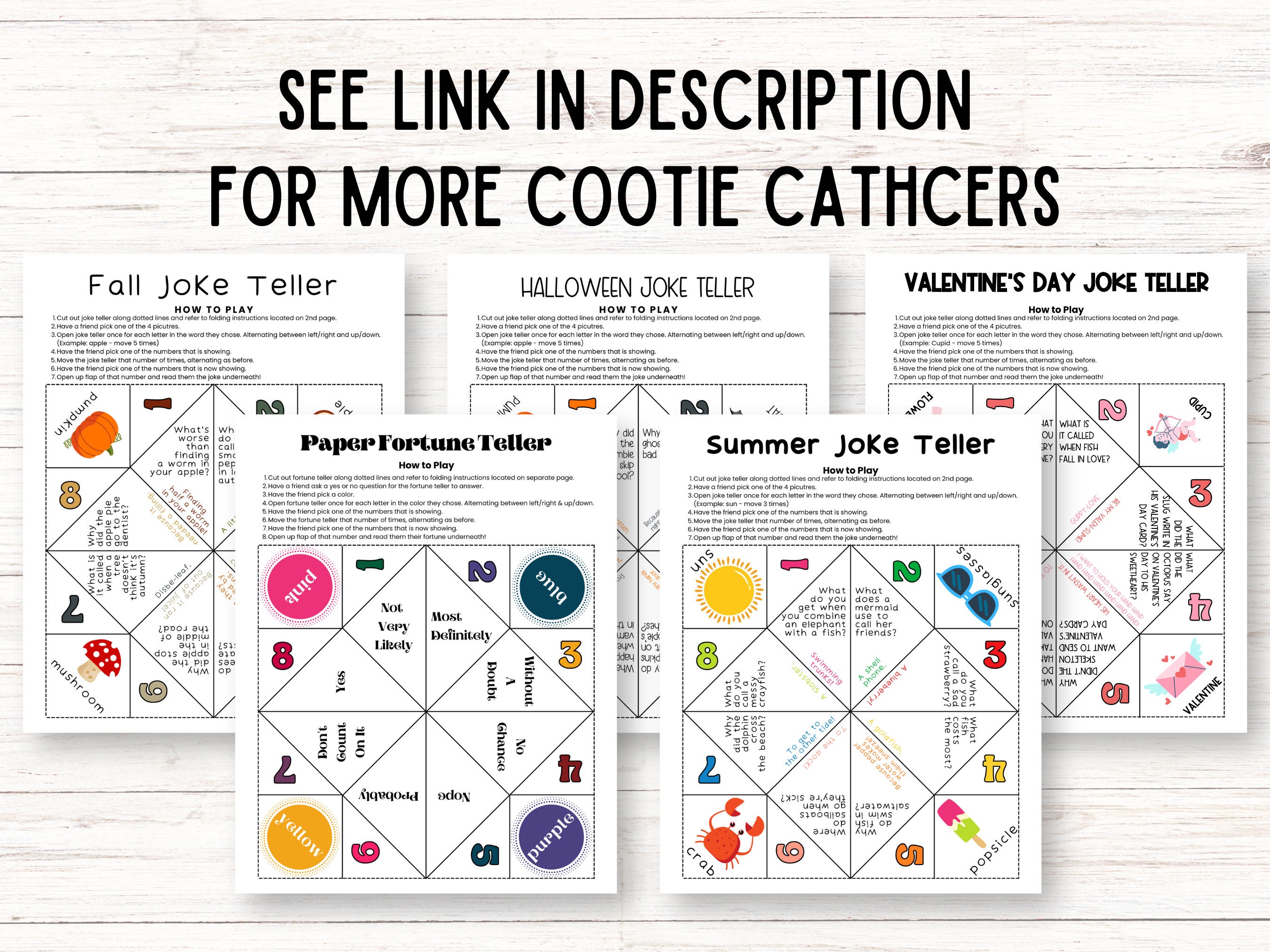 Spring Jokes for Kids Cootie Catcher Paper Fortune Teller - Etsy