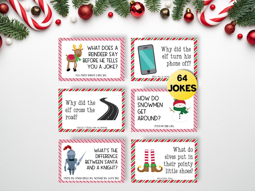 64 Christmas Joke Cards, Christmas Cracker Jokes, Elf Jokes, Advent ...