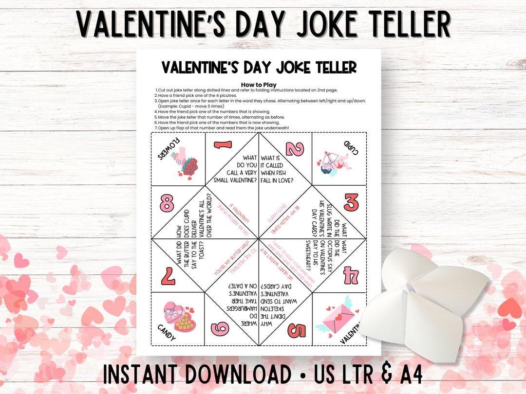 Valentine Cootie Catcher Printable, Valentines Joke Teller, Jokes for ...