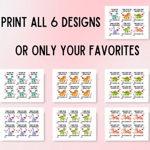 Printable Dinosaur Valentines for Kids Class, Dinosaur Valentine Card ...