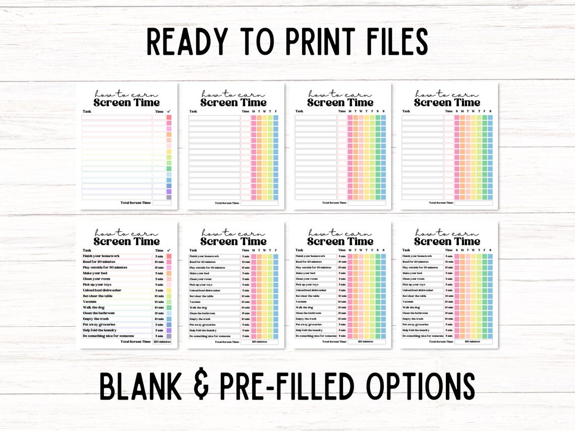 How to Earn Screen Time, Screen Time Bucks, Editable Screen Time ...