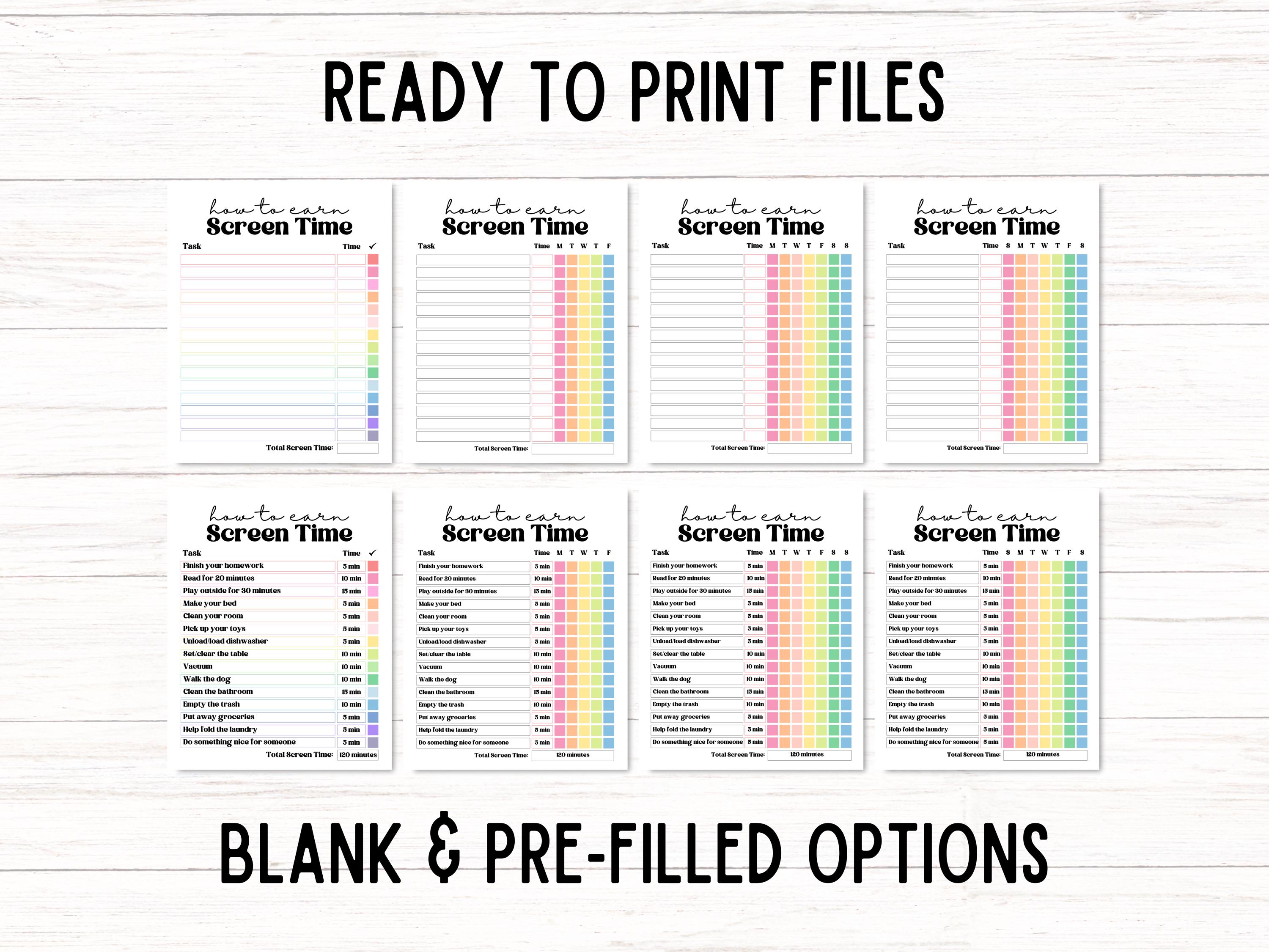 How to Earn Screen Time, Screen Time Bucks, Editable Screen Time ...