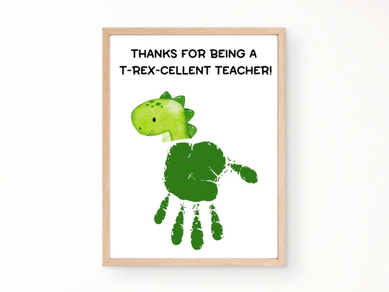 Thank You Teacher Handprint Gift, Dinosaur Handprint Art, Teacher ...