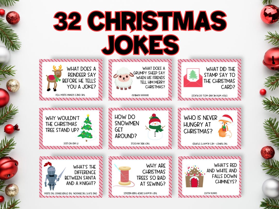 32 Christmas Jokes for Kids, Printable Lunchbox Jokes, Advent Calendar ...