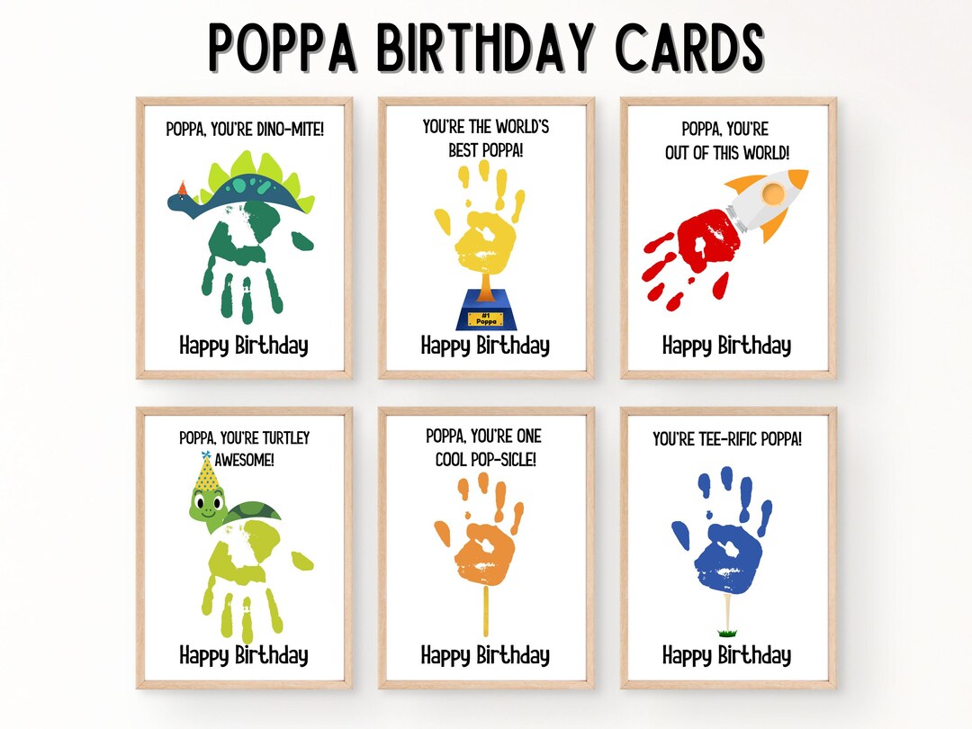 Poppa Handprint Birthday Card Printable, Poppa Gifts from Grandkids ...