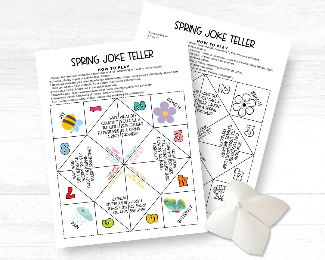Spring Jokes for Kids, Cootie Catcher, Paper Fortune Teller, Printable ...