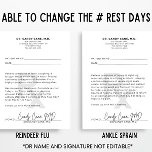 Elf Sick Note Editable, Elf Injury & Recovery Letter, Doctors Note for ...