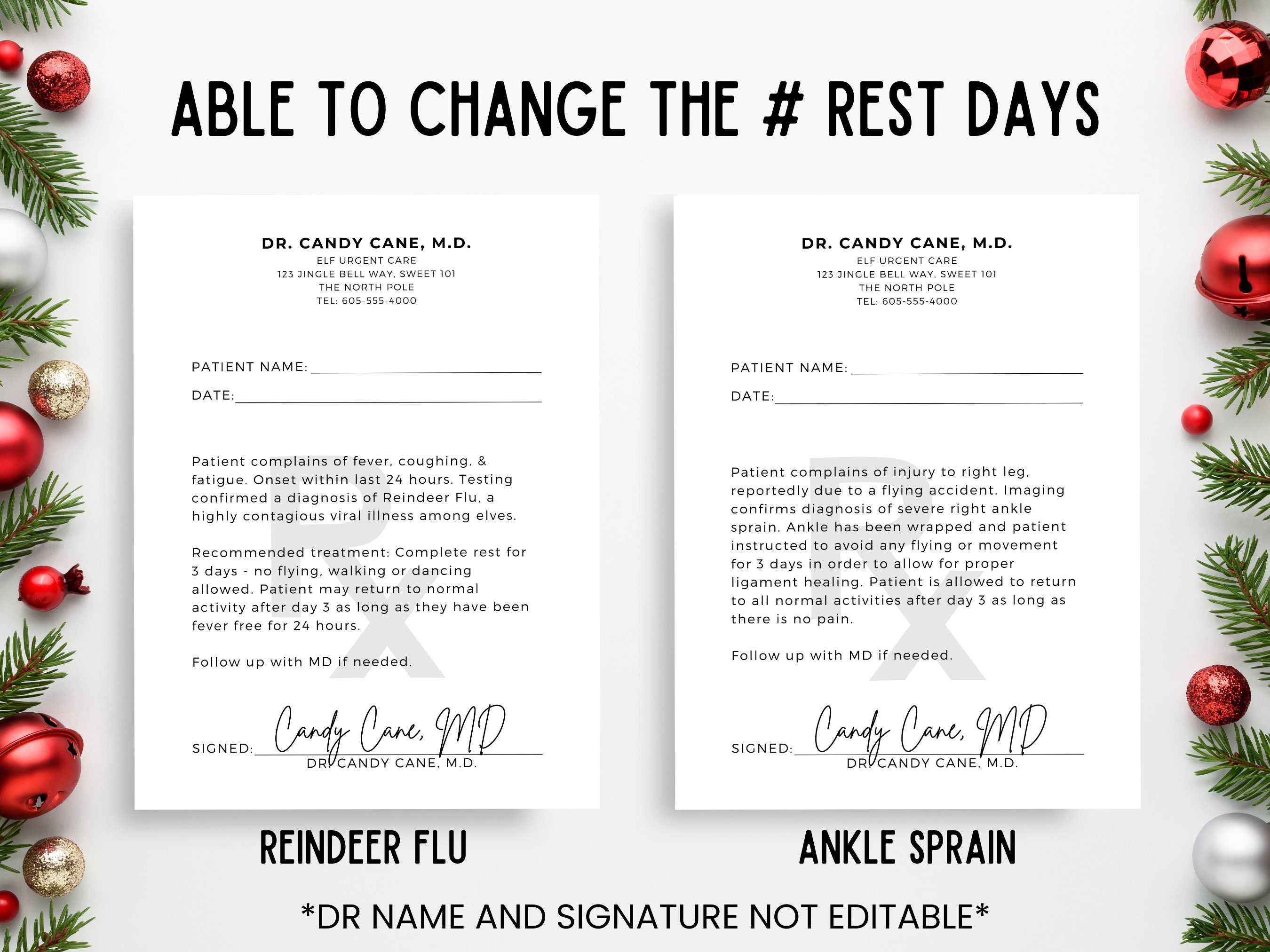 Elf Sick Note Editable, Elf Injury & Recovery Letter, Doctors Note for ...