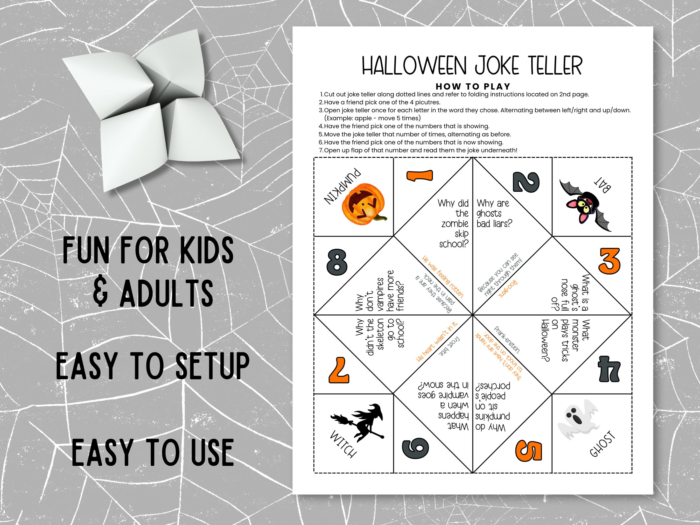 Halloween Jokes for Kids, Cootie Catcher Printable Halloween Games ...