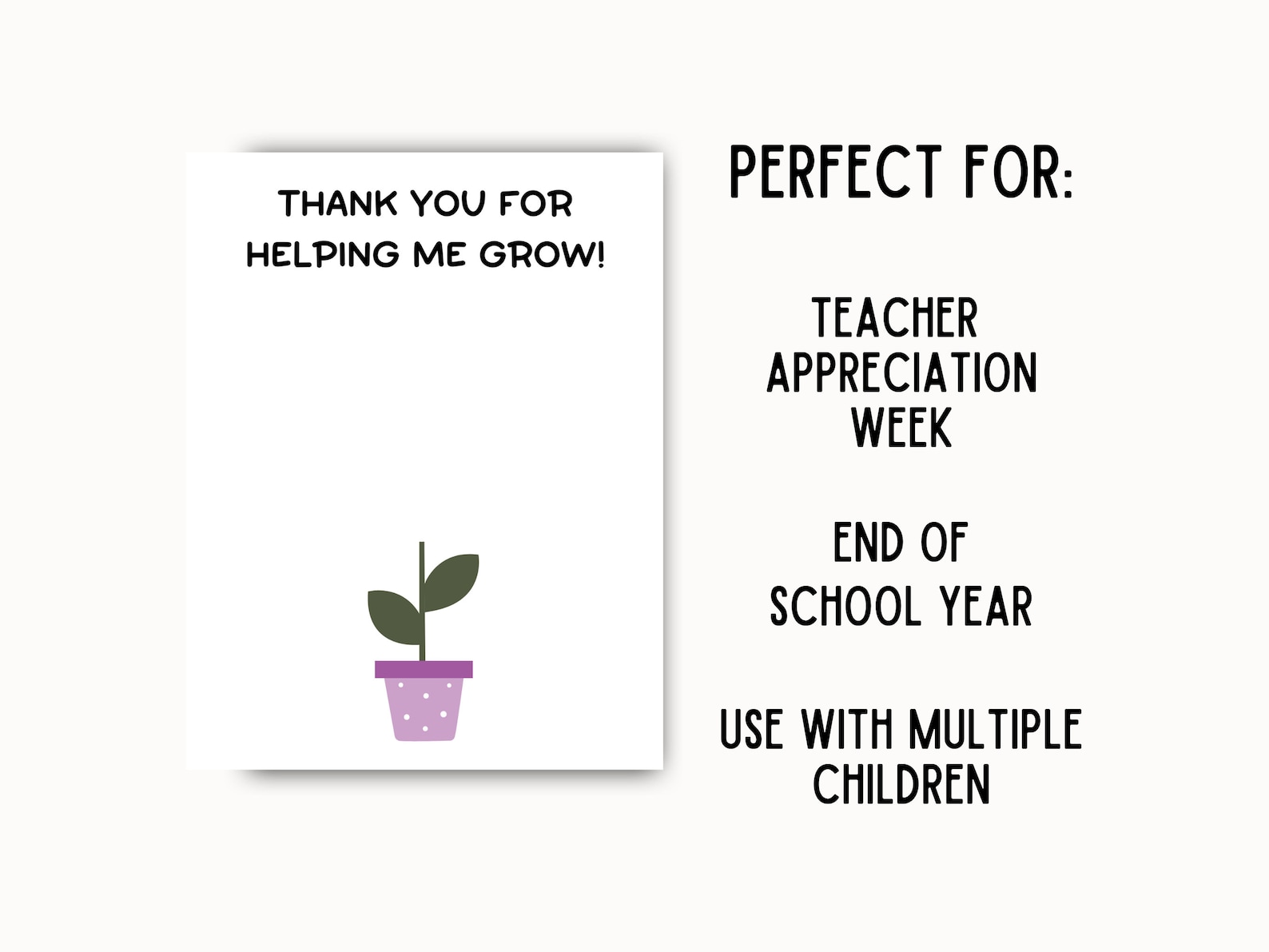 Thank You for Helping Me Grow Printable, Teacher Appreciation Flower ...