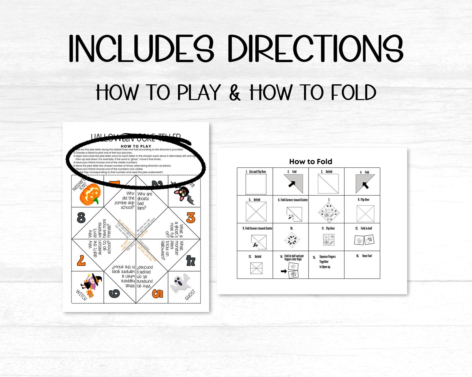 Halloween Jokes Cootie Catcher: Printable Fortune Teller Game (PDF) - Etsy