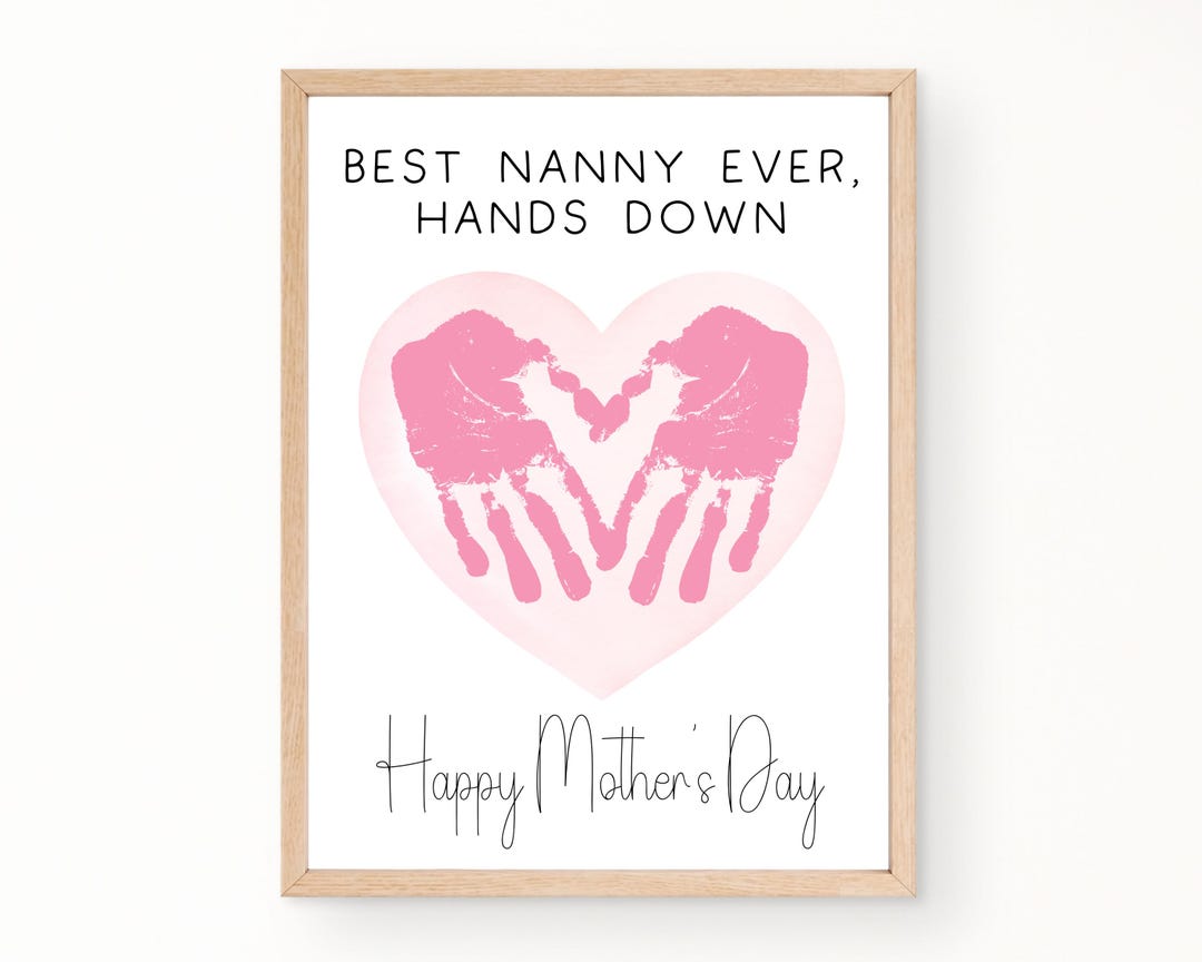 Nanny Handprint Mothers Day Card, Best Nanny Ever, Printable Mother's ...