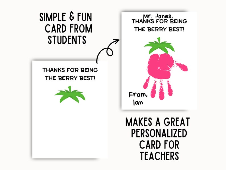 Berry Best Teacher Handprint Gift, Teacher Appreciation Handprint Art ...