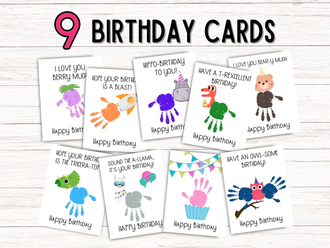 Birthday Handprint Craft Printable Birthday Card, Handprint Art Bundle ...